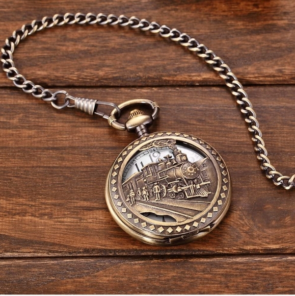 Accessories | New Train Locomotive Steam Engine Pocket Watch | Poshmark